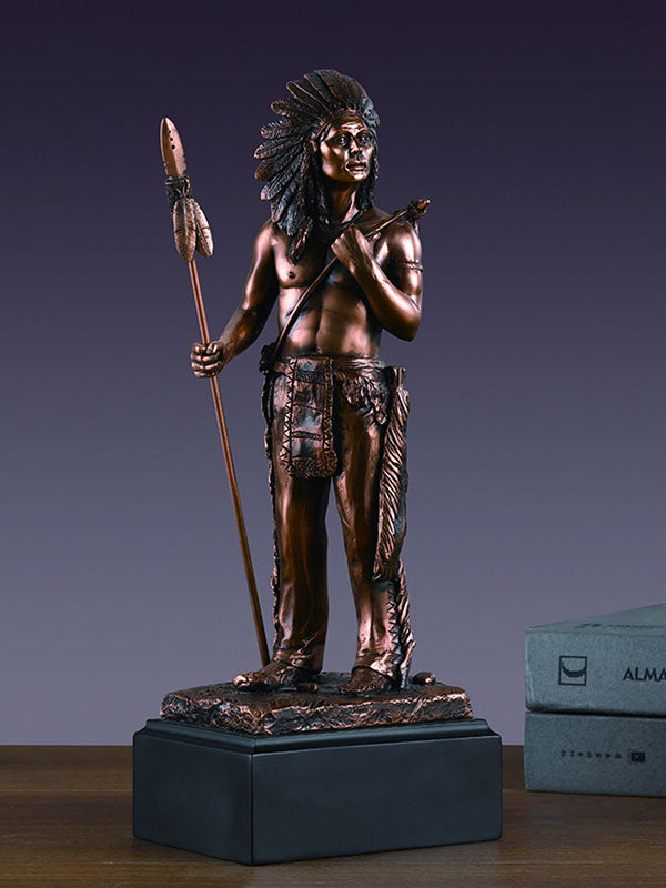 Copper Plated 4-1/2" X 12" Indian Hero Sculpture F54060– Cherokee ...