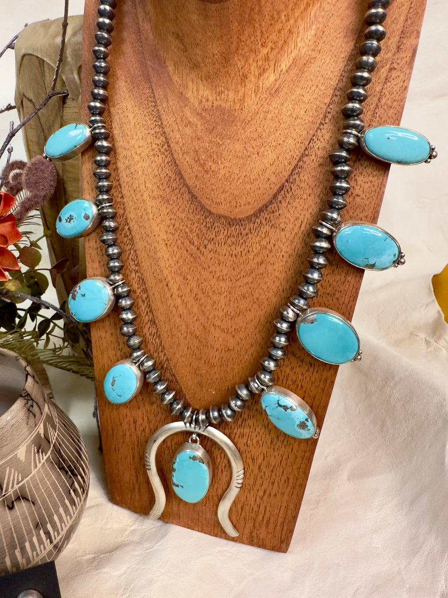 TURQUOISE 2PC SQUASH SET W/NAVAJO PEARLS– Cherokee Trading Post OK