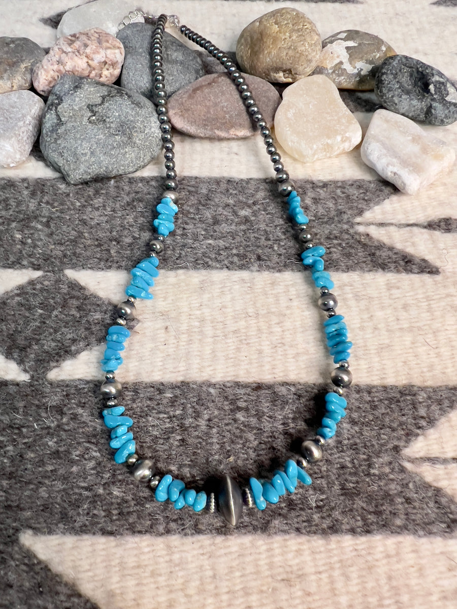 JALEN TURQUOISE NECKLACE W/NATIVE BEADS– Cherokee Trading Post OK