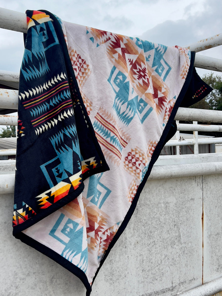 FULL PLUSH REVERSIBLE 2Ply AZTEC BLANKET– Cherokee Trading Post OK